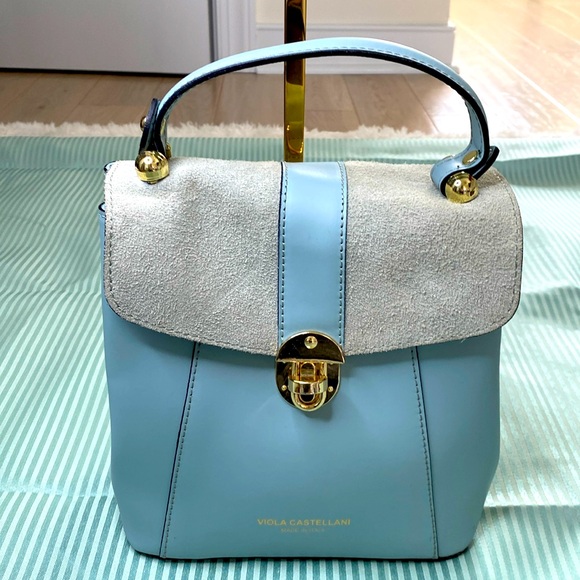Viola Castellani | Bags | Viola Castellani Blue Gray Italian Leather ...
